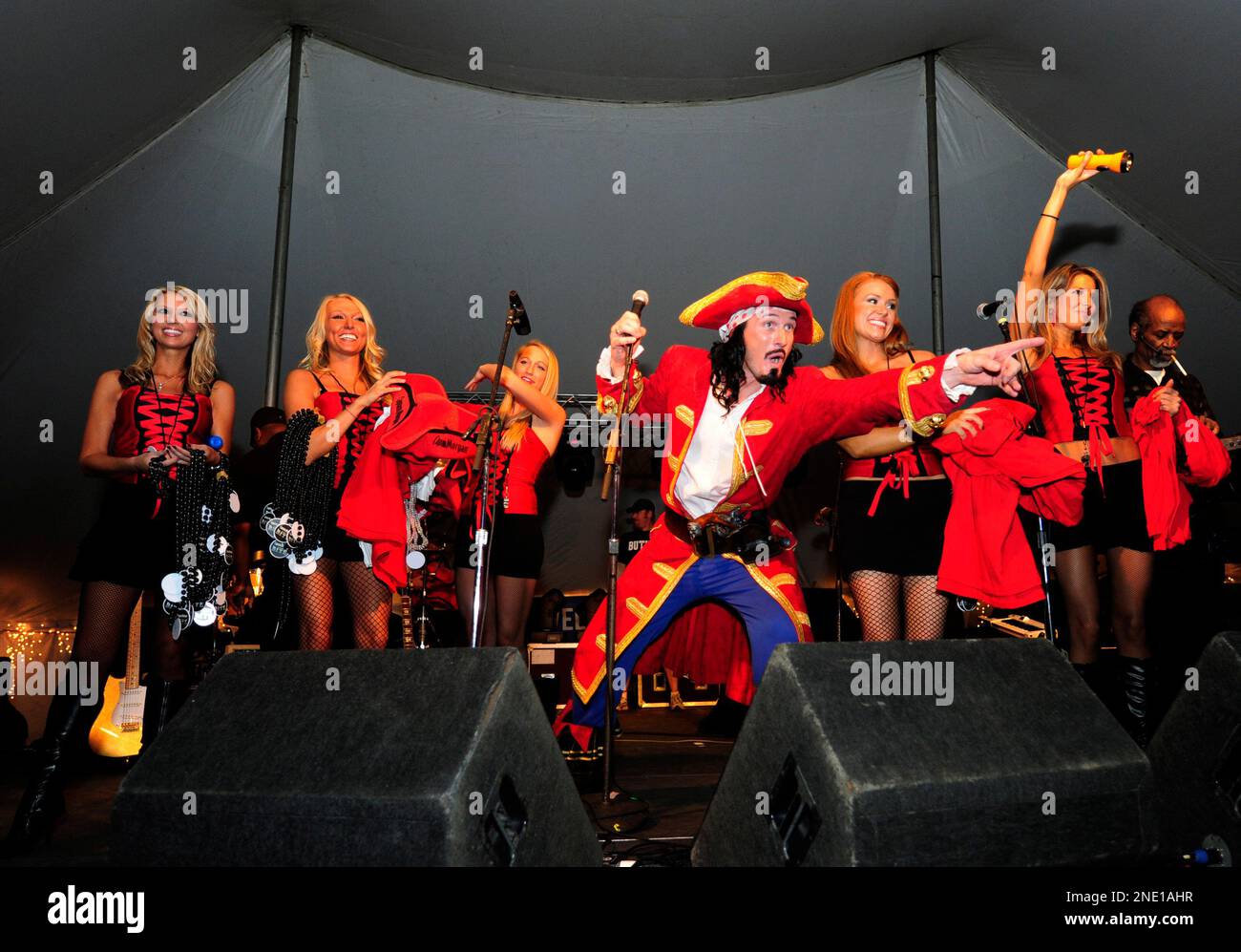 Captain Morgan and the Morganettes celebrate with basketball fans ...