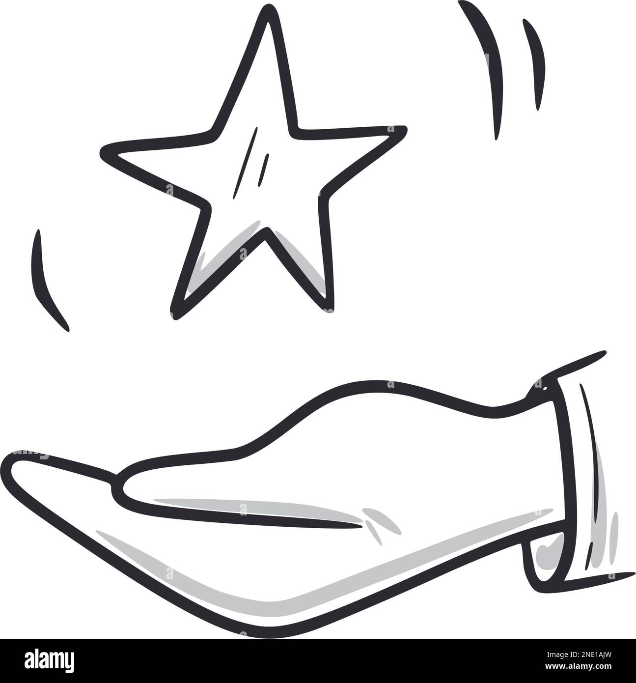 Hand with benefit bonus star doodle icon. Money reward bonus hand drawn ...