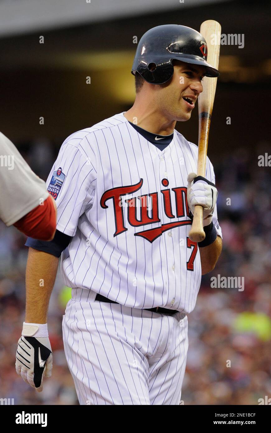 Minnesota Twins' Joe Mauer reacts after a call strike three against the ...