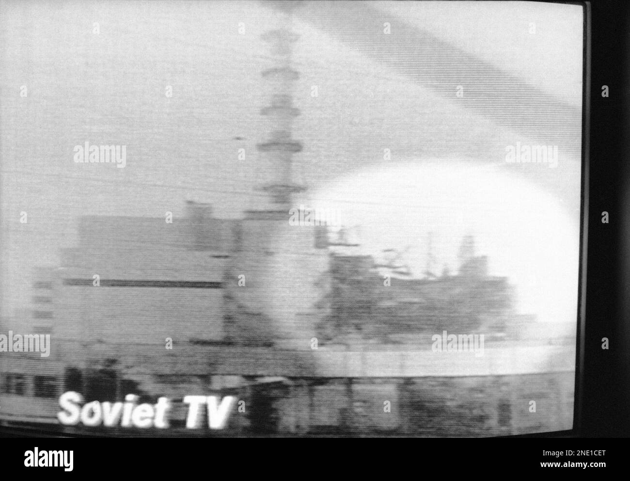 Soviet television purports to show the damage to the Chernobyl Nuclear ...