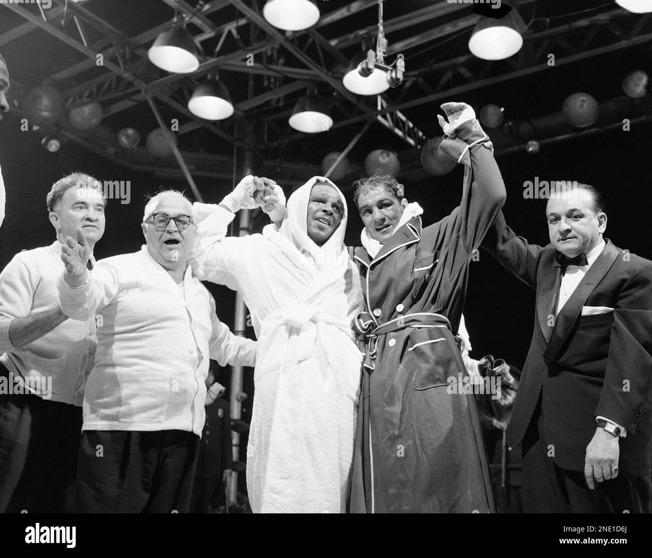 Heavyweight champion Rocky Marciano, right, and unsuccessful challenger ...