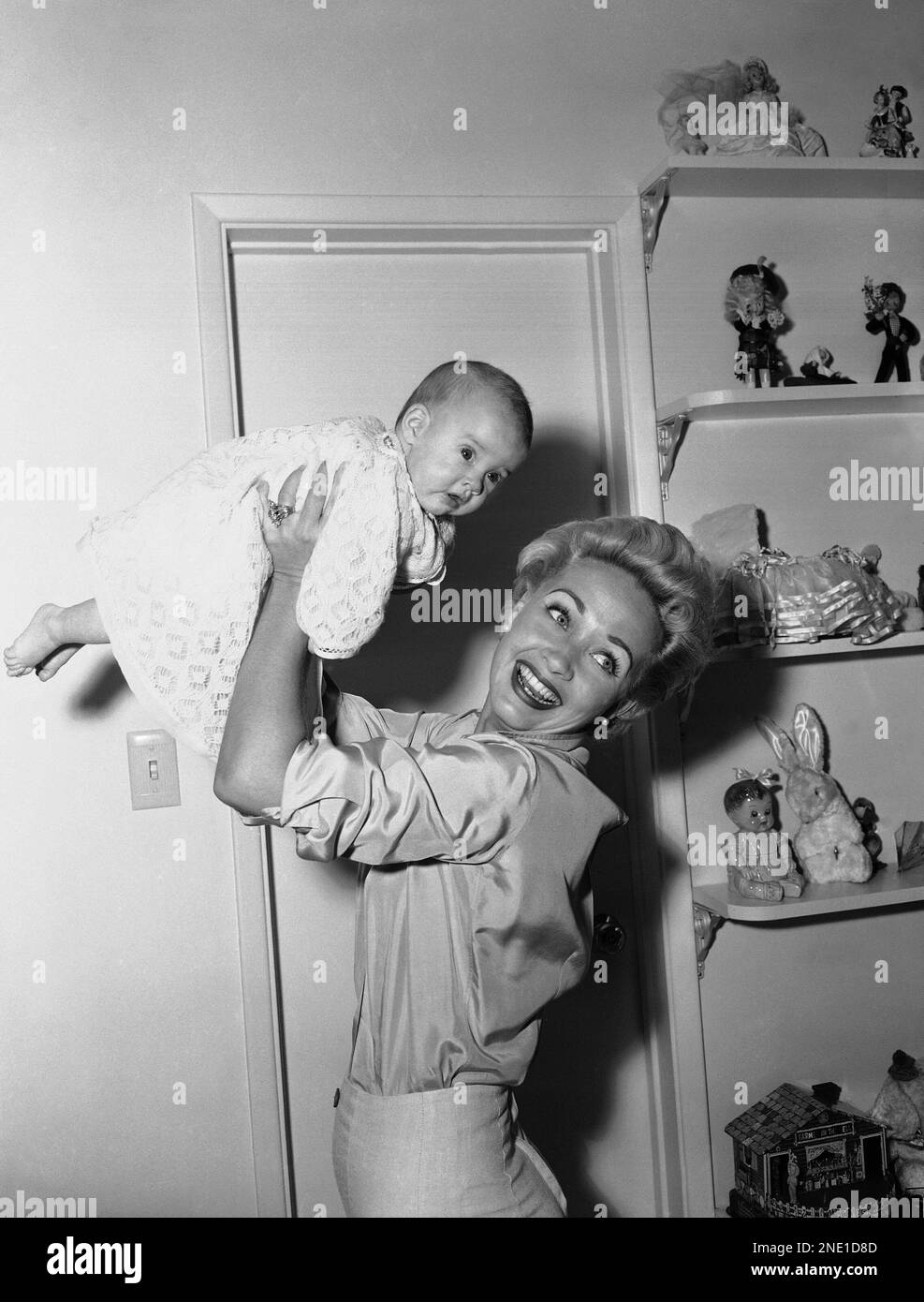 Actress Jane Powell holds her daughter, Lindsey Averill Nerney, born ...