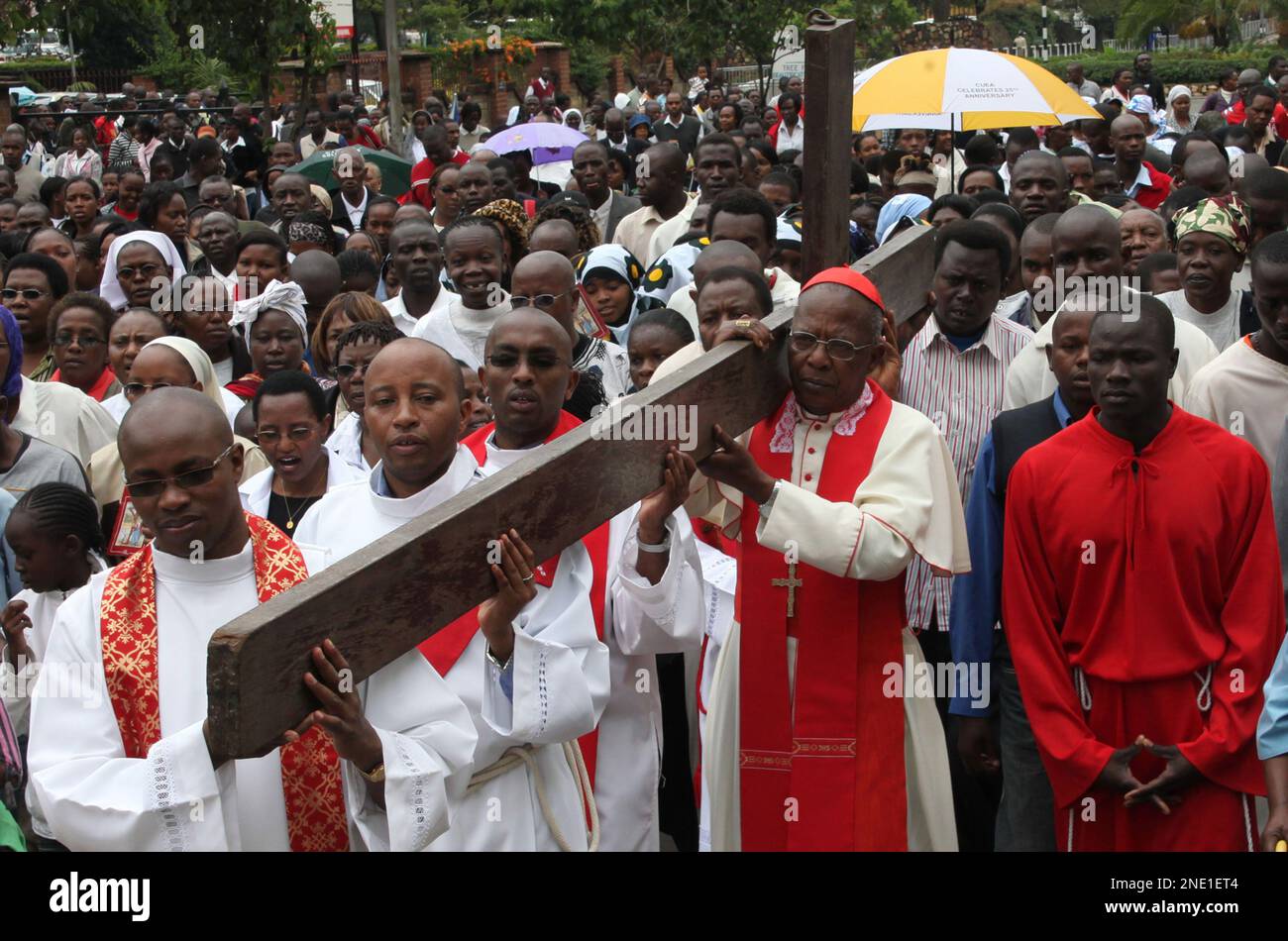 Joined by hundred of Christians Head of the Catholic Church in Kenya ...