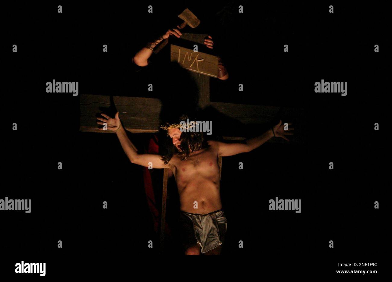 Actors reenact the crucifixion of Jesus during Holy Week in Tandil ...