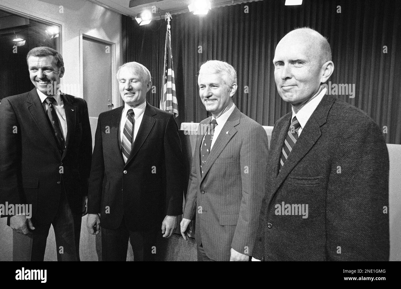 Astronauts Joe Engle, Vance Brand, Henry Hartsfield Jr., and Gordon ...