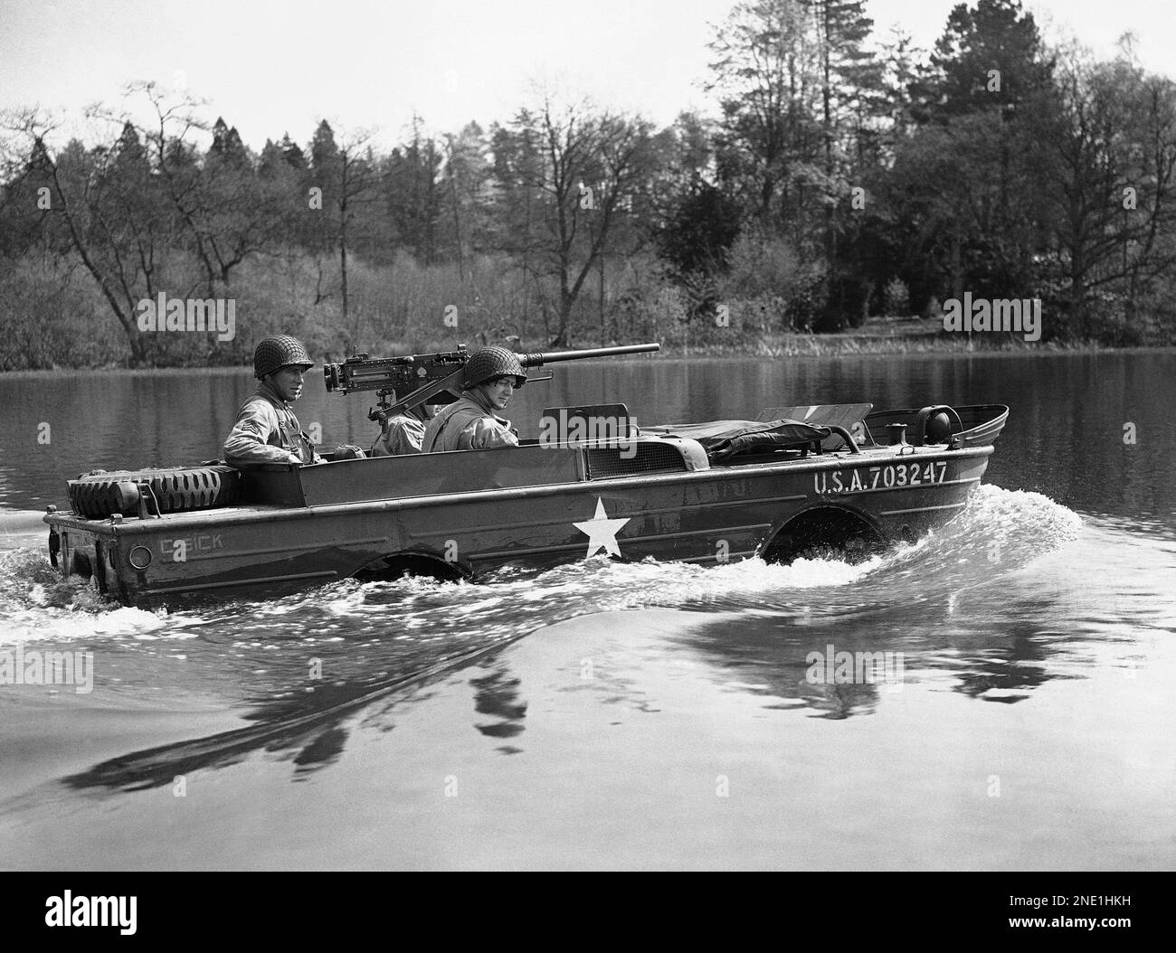 The Amphibious version of the now world-famous Jeep scout-car, crossing ...