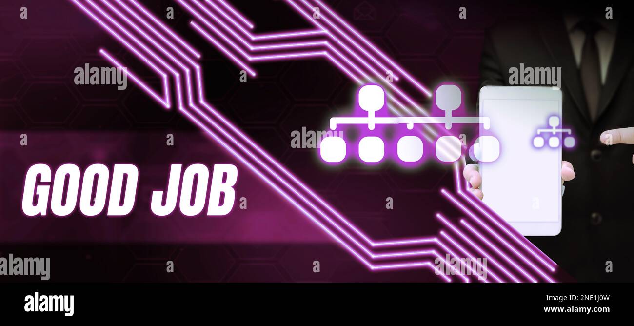 Text sign showing Good Job. Internet Concept encourage someone for his ...