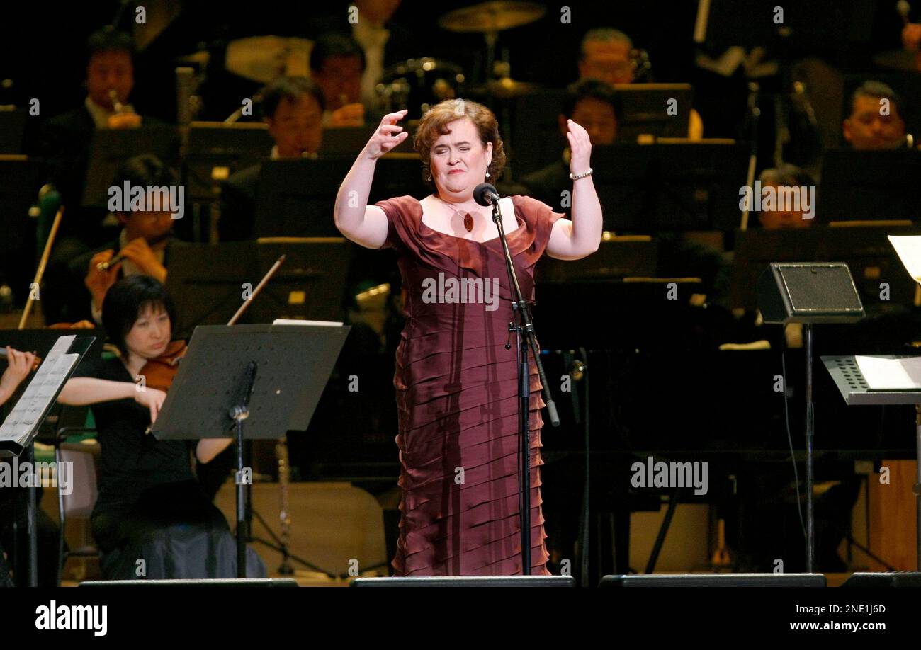 Singer Susan Boyle from Scotland performs as she makes a guest ...