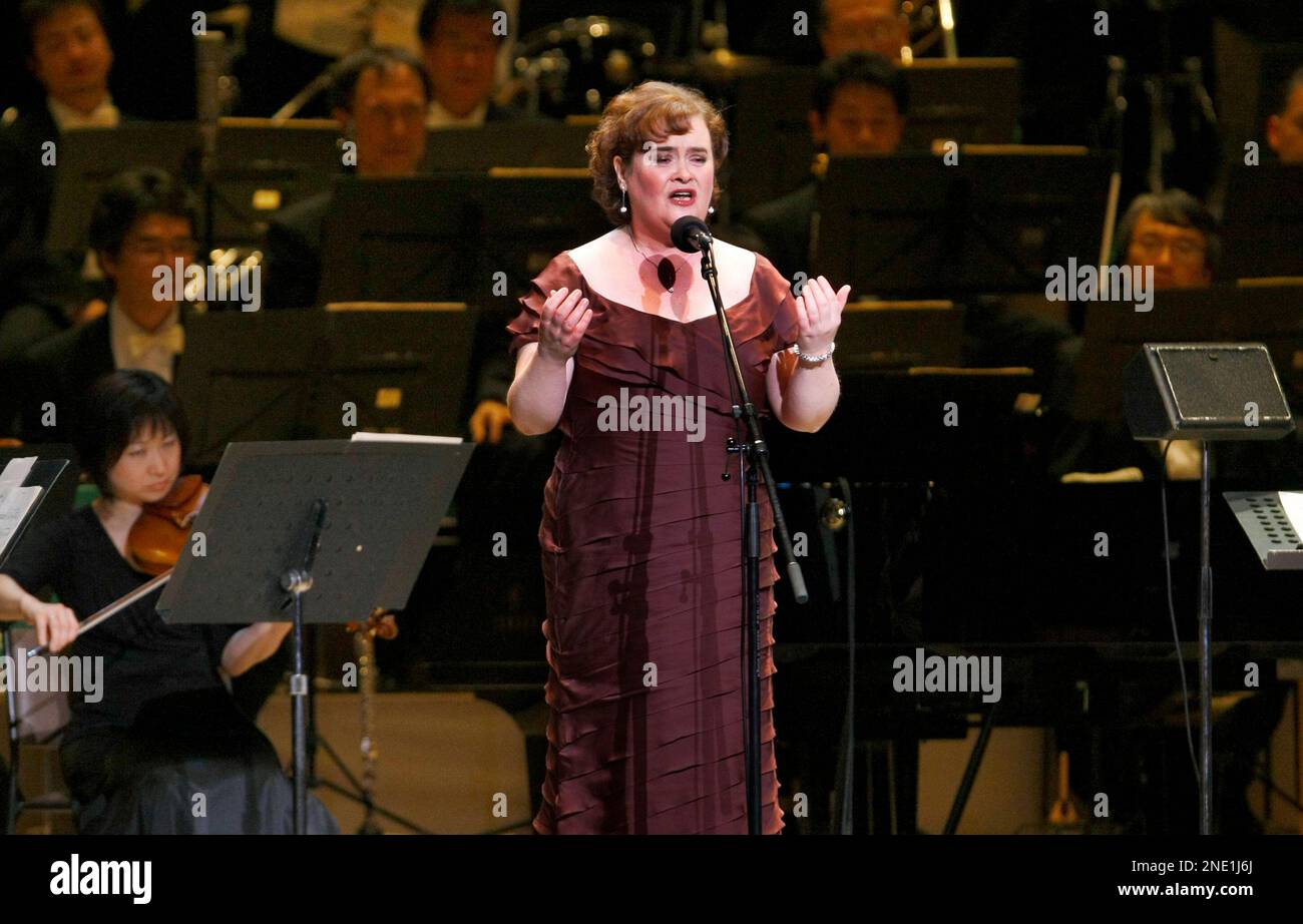Singer Susan Boyle from Scotland performs as she makes a guest ...