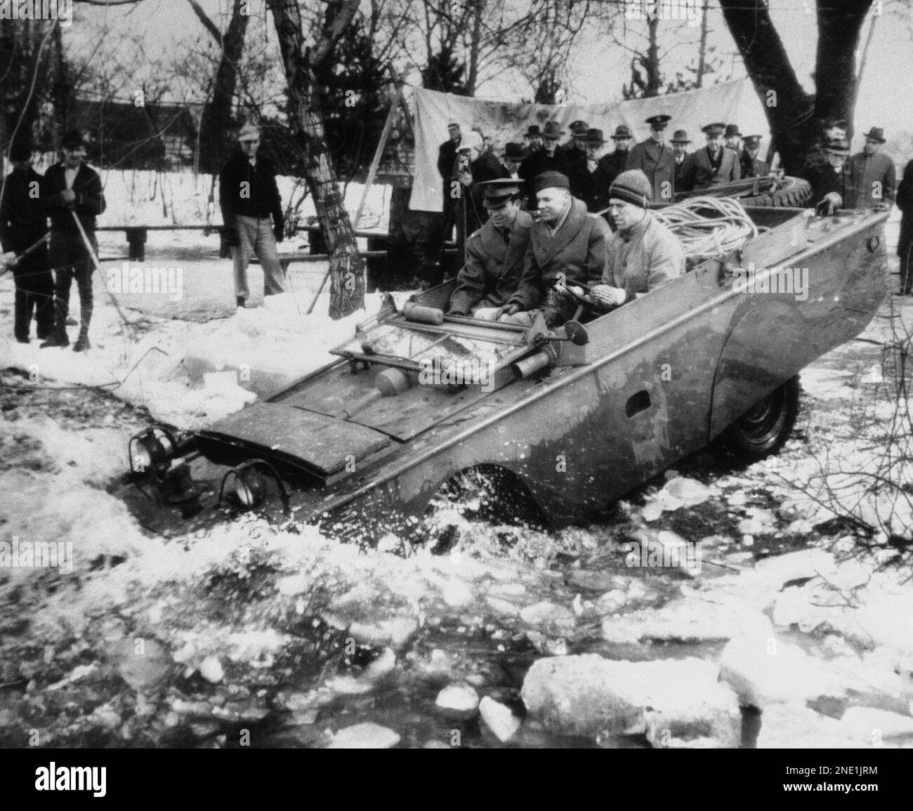 One of the new quarter-ton four-wheel amphibian jeeps, now being ...