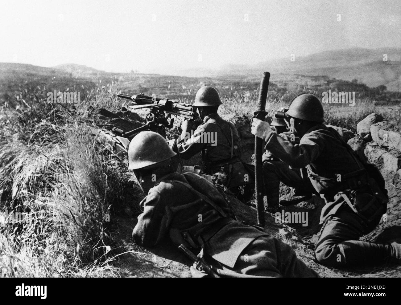 The oldest and the newest weapons of the war are practically side by ...