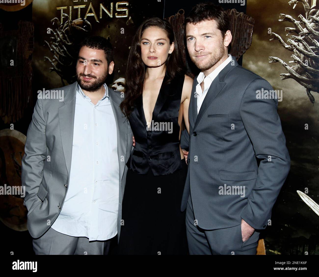Cast members Mouloud Achour, left, Alexa Davalos, center, and Sam ...