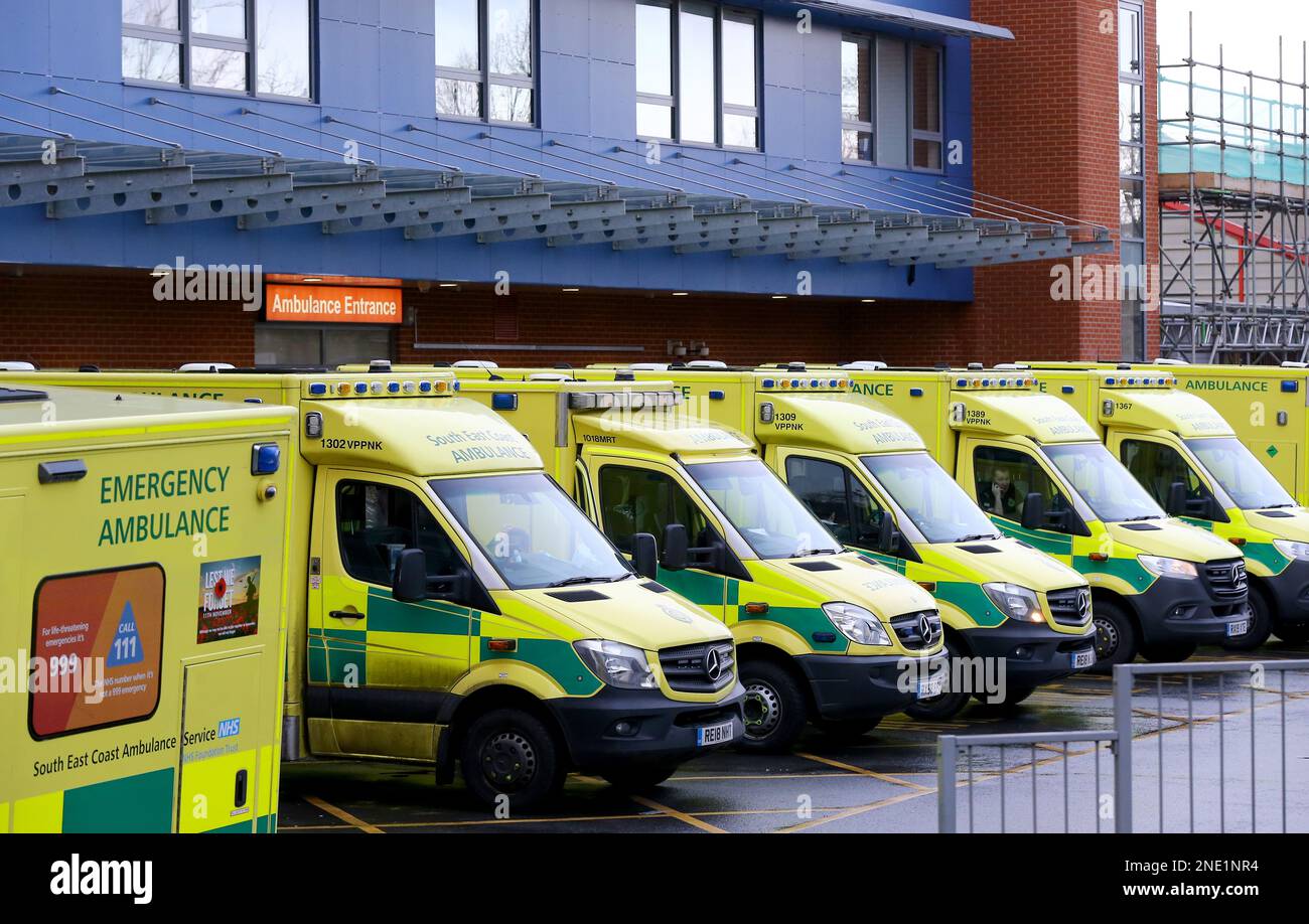 File photo dated 03/01/21 of Ambulances lined up outside the Medway ...