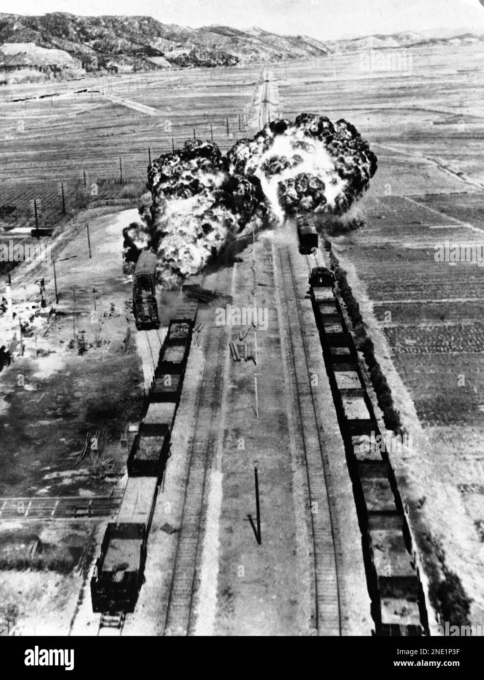 U.S. Fifth Air Force B-26 planes score a twin killing with direct hits ...