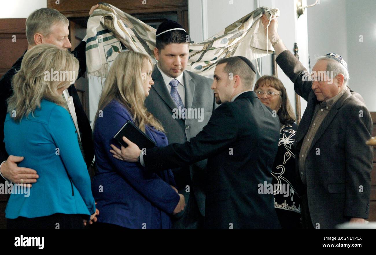 In this March 12, 2010 photo, Rabbi Marshal Klaven, third from right ...