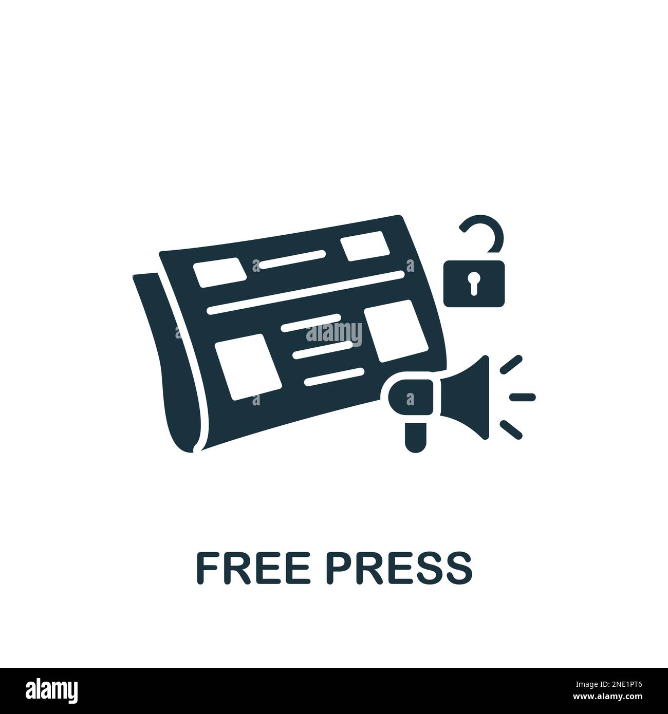 Free press icon. Monochrome simple sign from freedom collection. Free ...