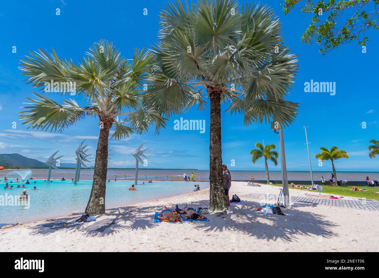 View of the iconic Cairns Esplanade Lagoon, a popular tourist ...