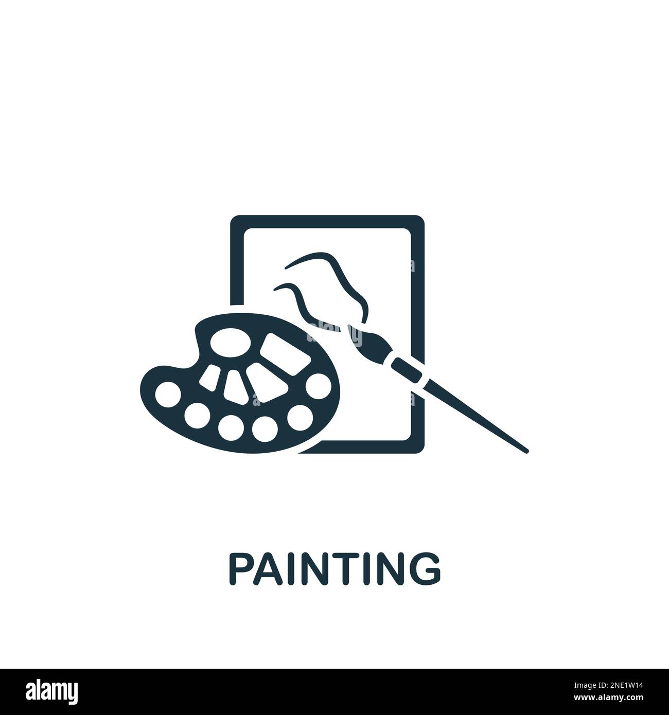 Painting icon. Monochrome simple sign from hobby collection. Painting ...