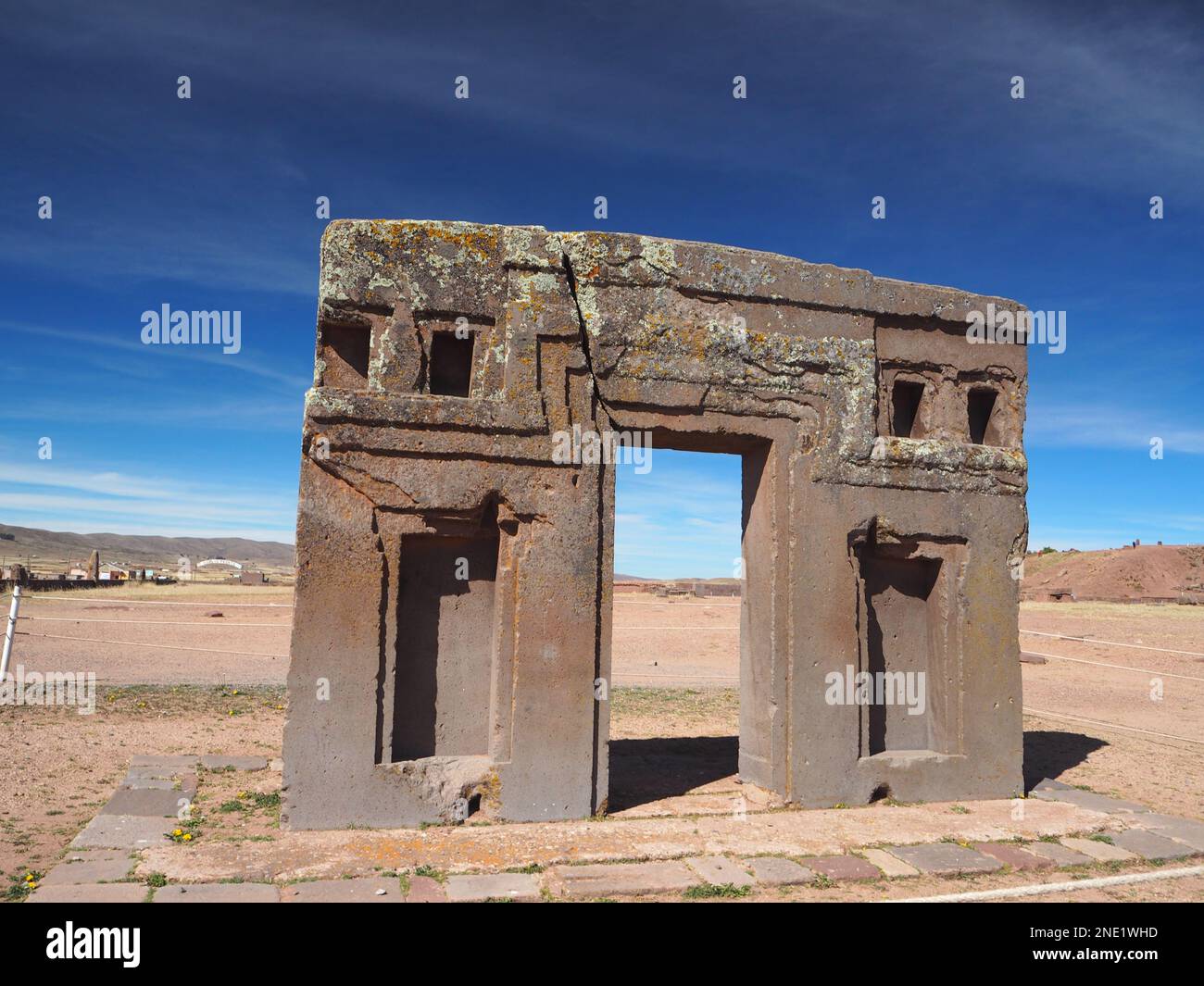 Gate at Tiwanaku, a Pre-Columbian archaeological site in western ...