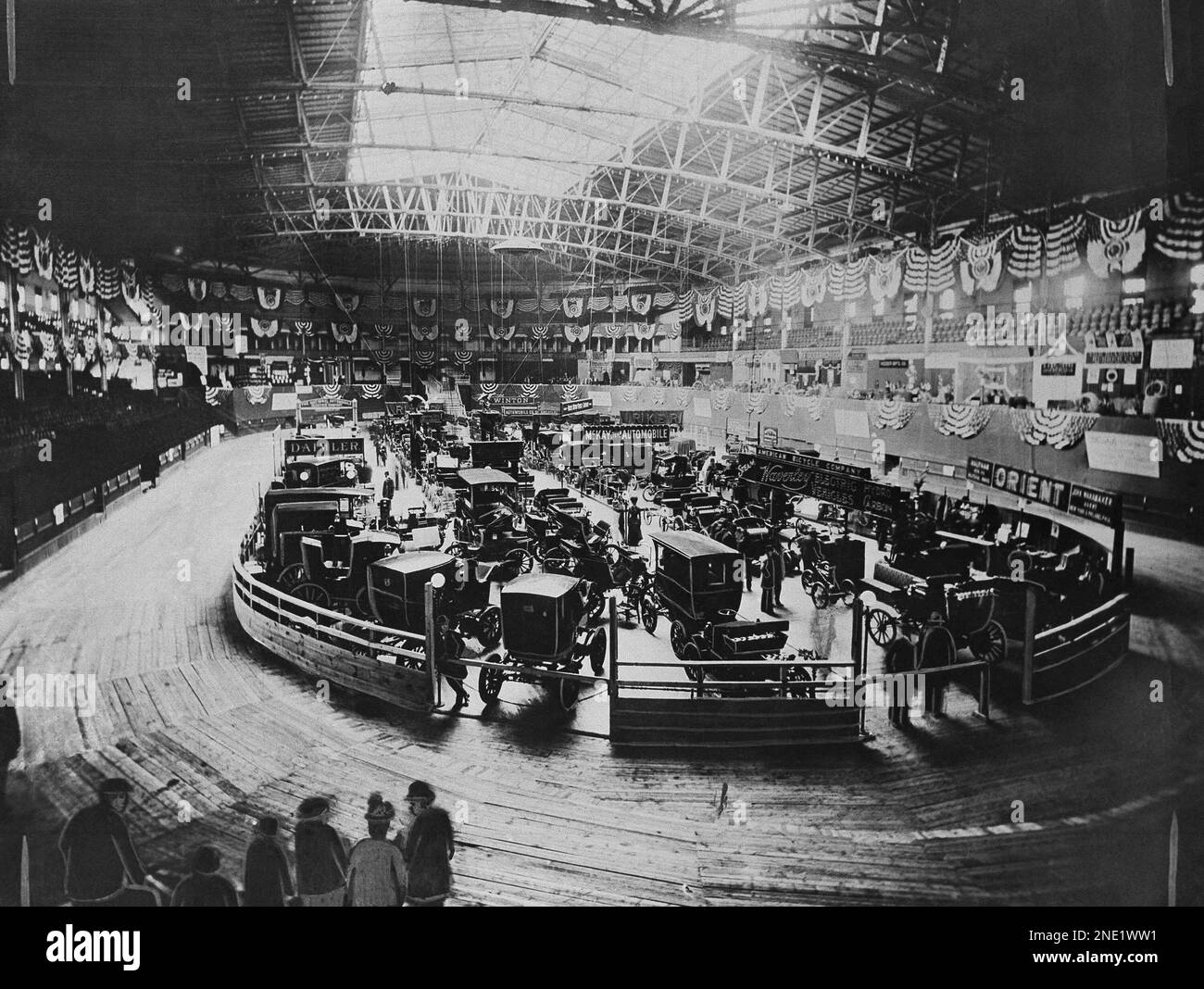 This is interior view of the first auto show held in the Old Madison ...