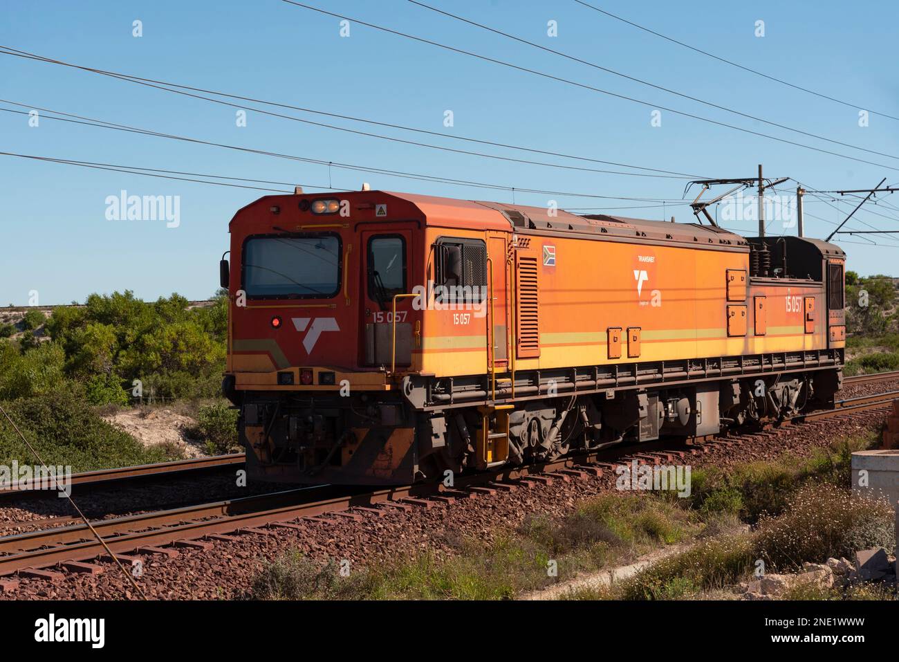 Saldanha Bay, west coast, South Africa. 2023. Orange coloured electric ...