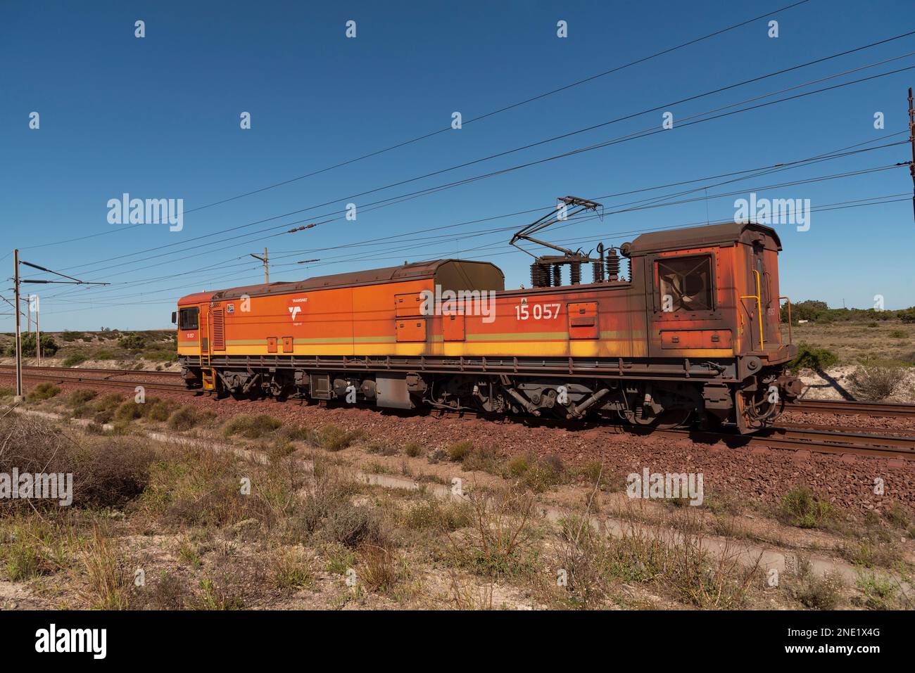 Saldanha Bay, west coast, South Africa. 2023. Orange coloured electric ...