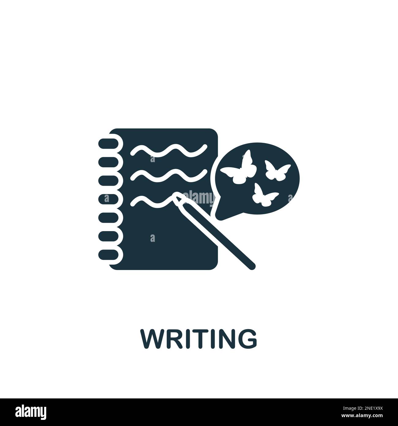 Writing icon. Monochrome simple sign from hobby collection. Writing ...