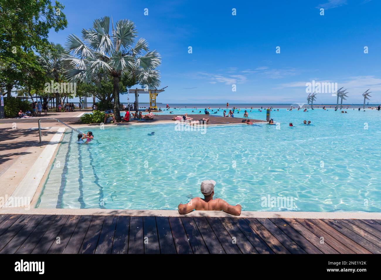 View of the iconic Cairns Esplanade Lagoon, a popular tourist ...