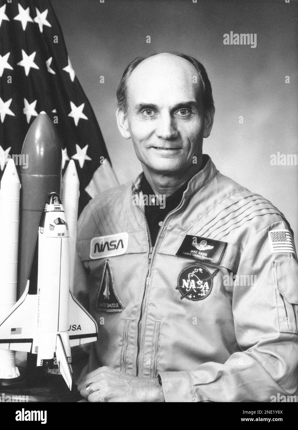 Sen. Jake Garn ( R. Utah) at Johnson Space Centre in Houston, Texas on ...