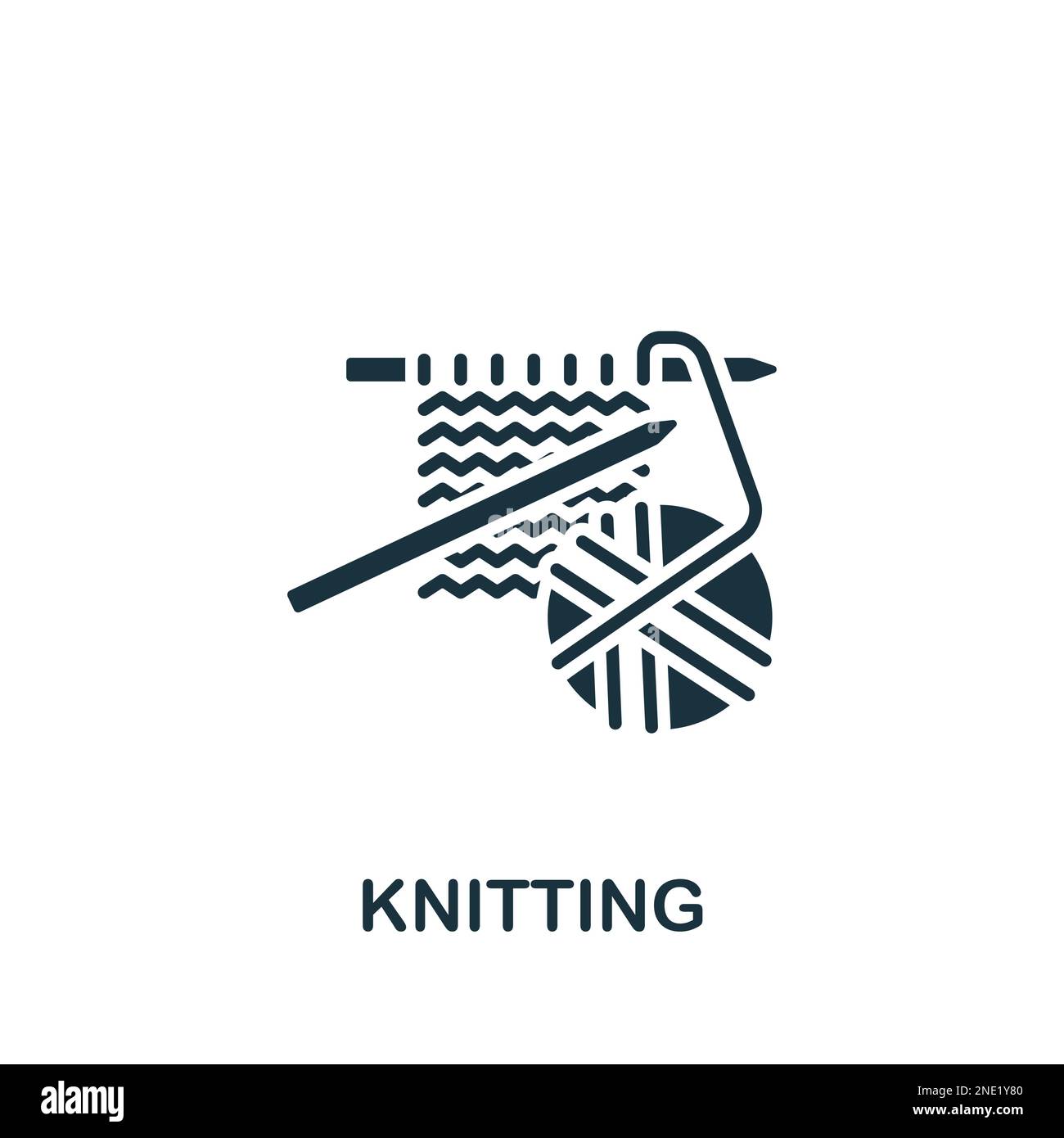 Knitting icon. Monochrome simple sign from hobby collection. Knitting ...