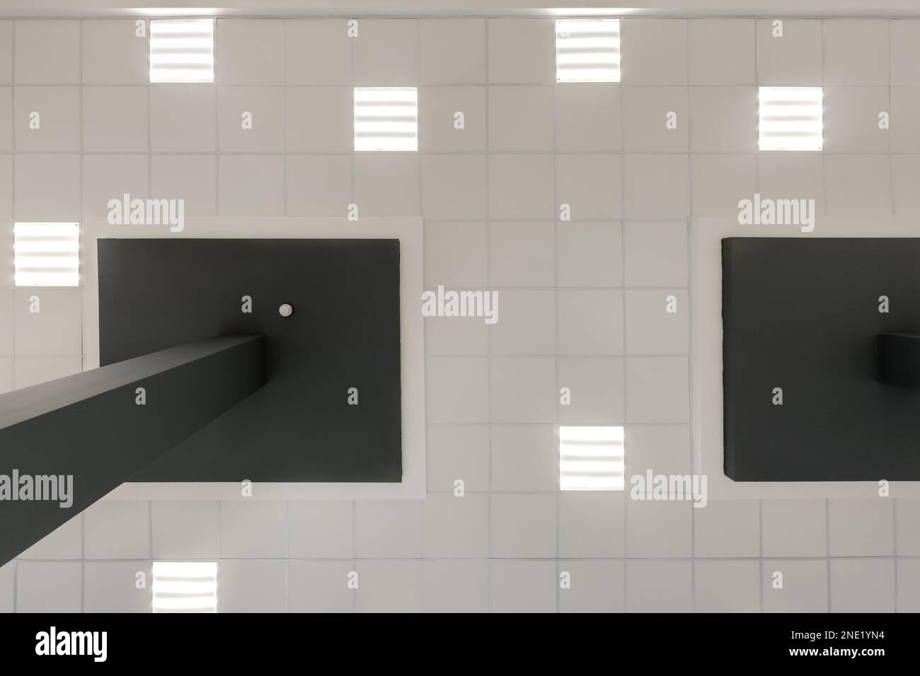 cassette stretched or suspended ceiling with square halogen spots lamps ...