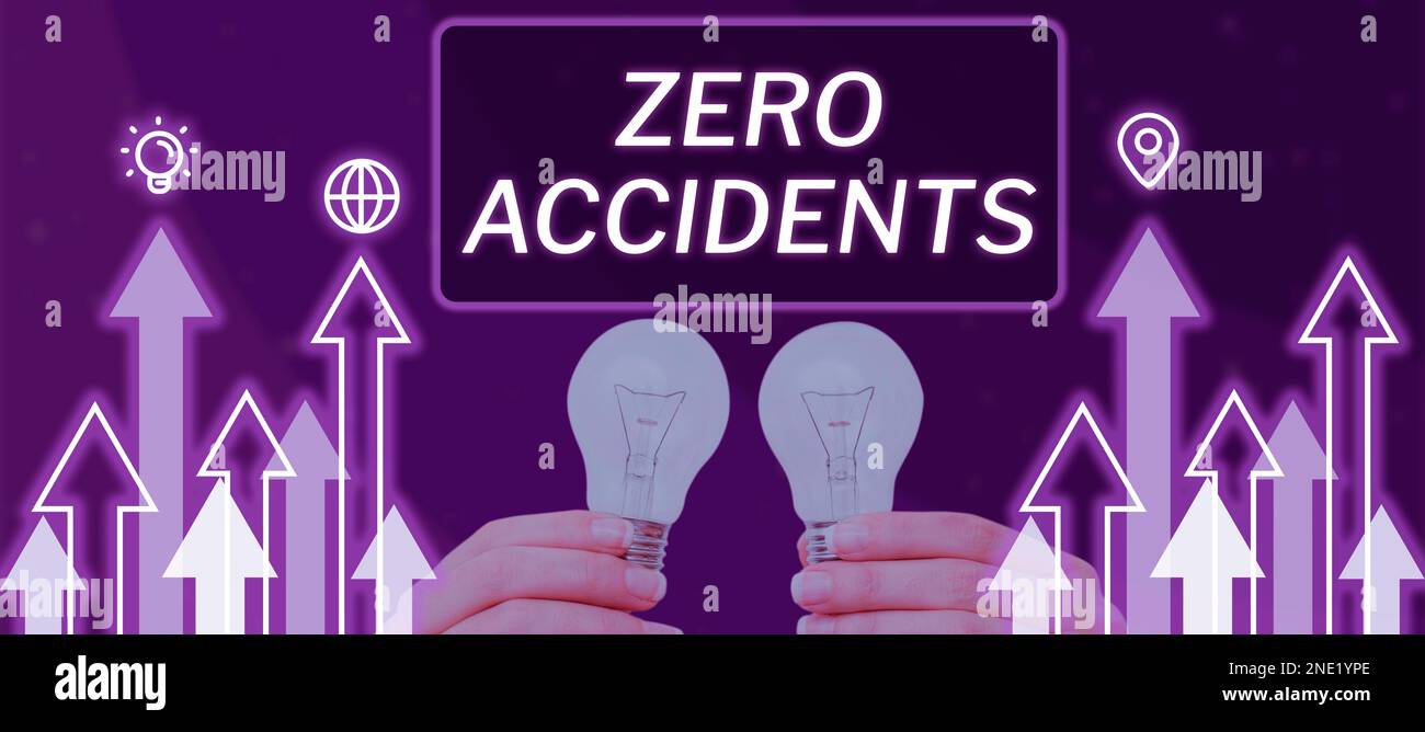 Text caption presenting Zero Accidents. Conceptual photo important ...