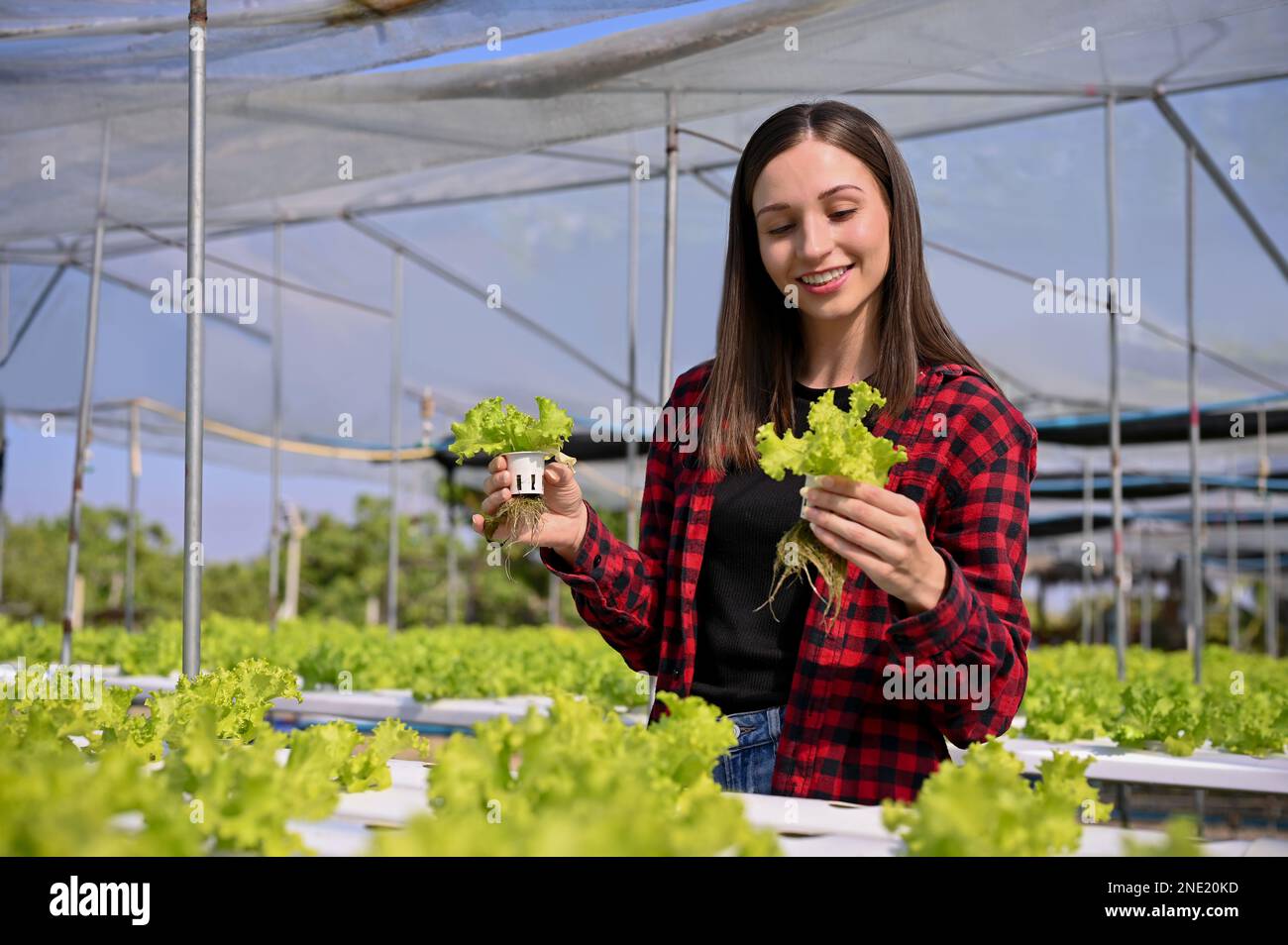 Attractive happy female farmer hi-res stock photography and images - Alamy