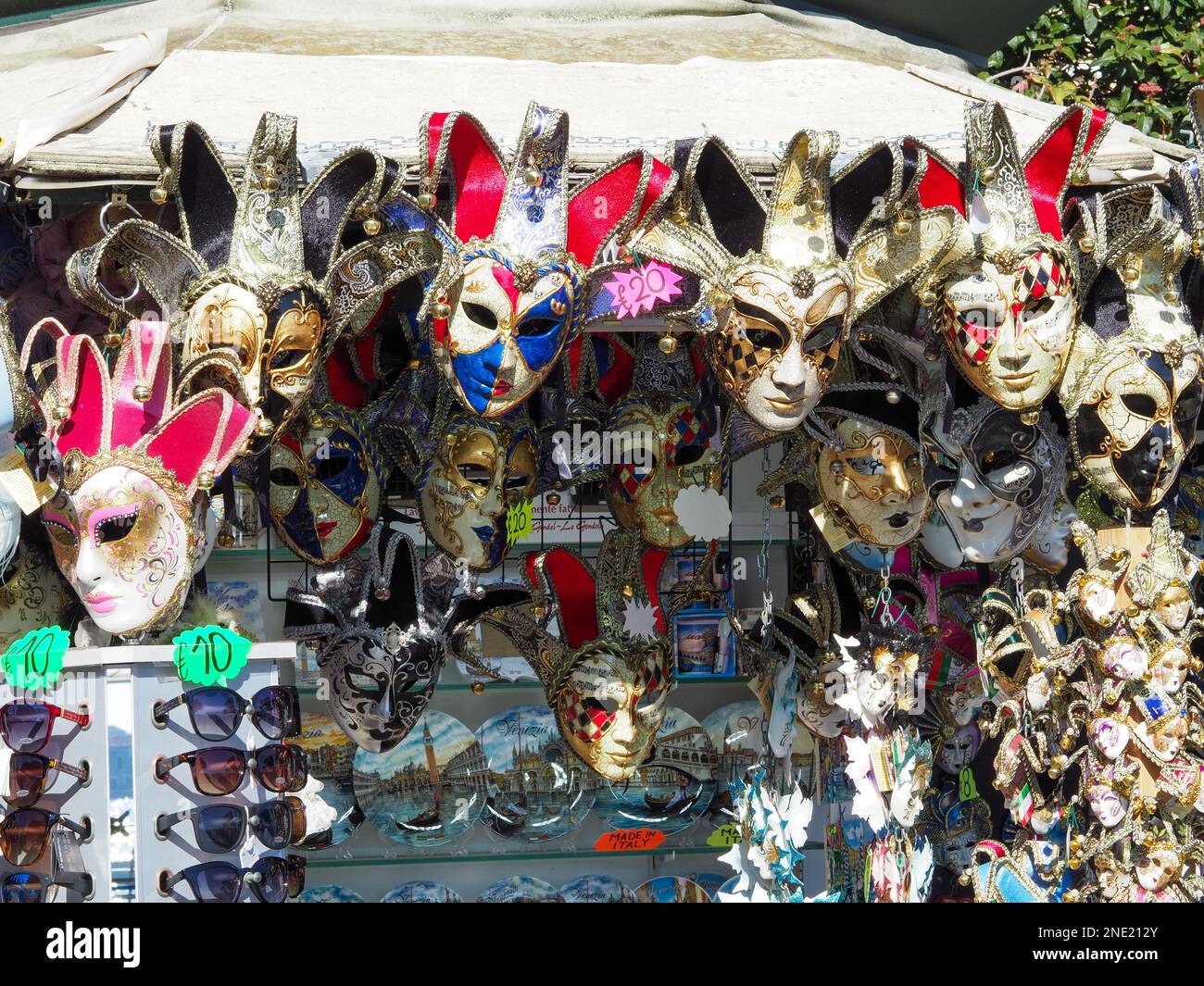 The colorful and different shapes of masks at the Carnival Time in ...