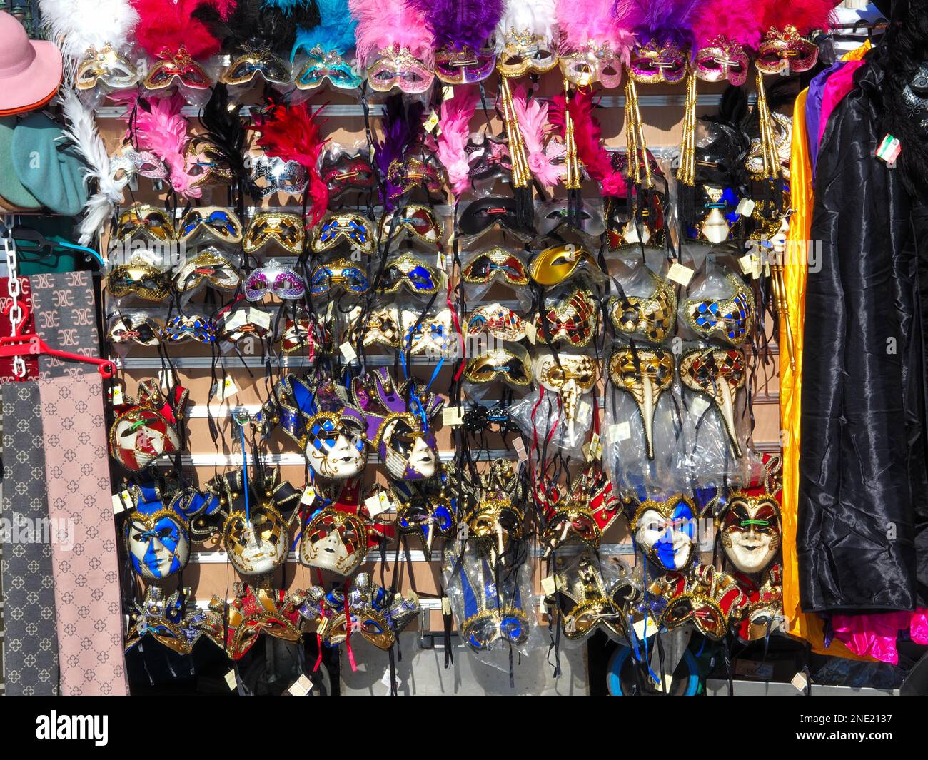 The colorful and different shapes of masks at the Carnival Time in ...