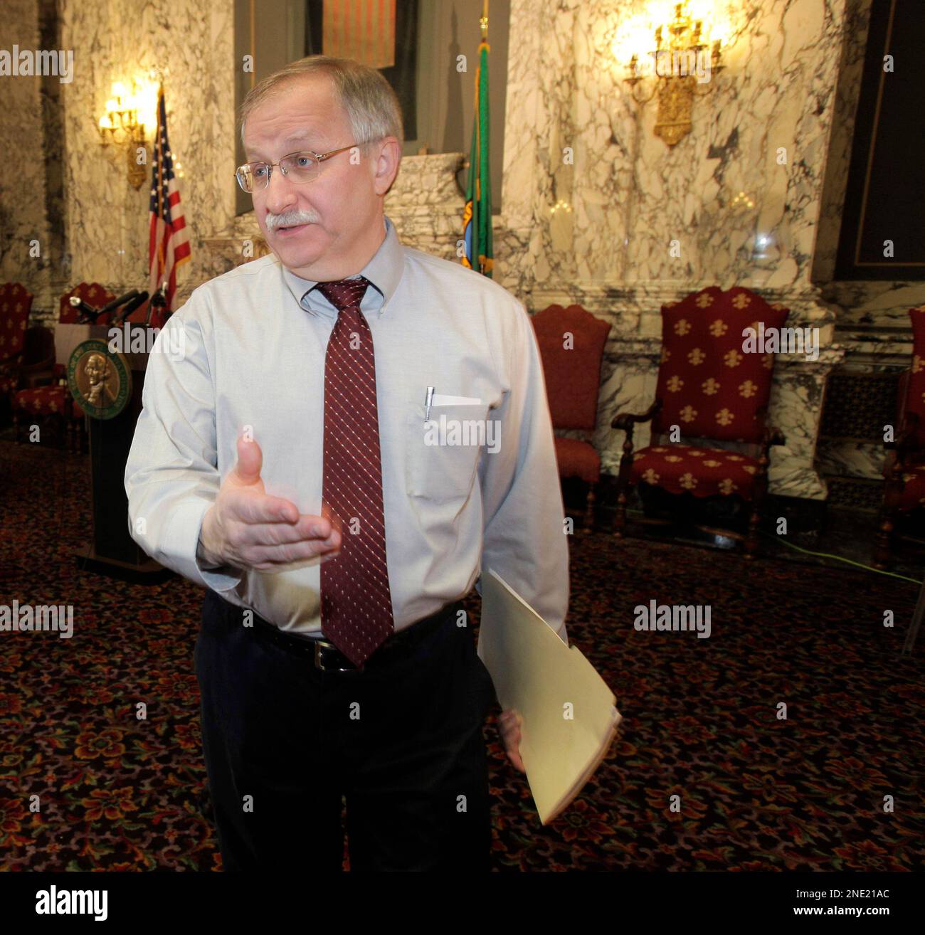 House Speaker Frank Chopp, D-Seattle, talks to reporters about the ...