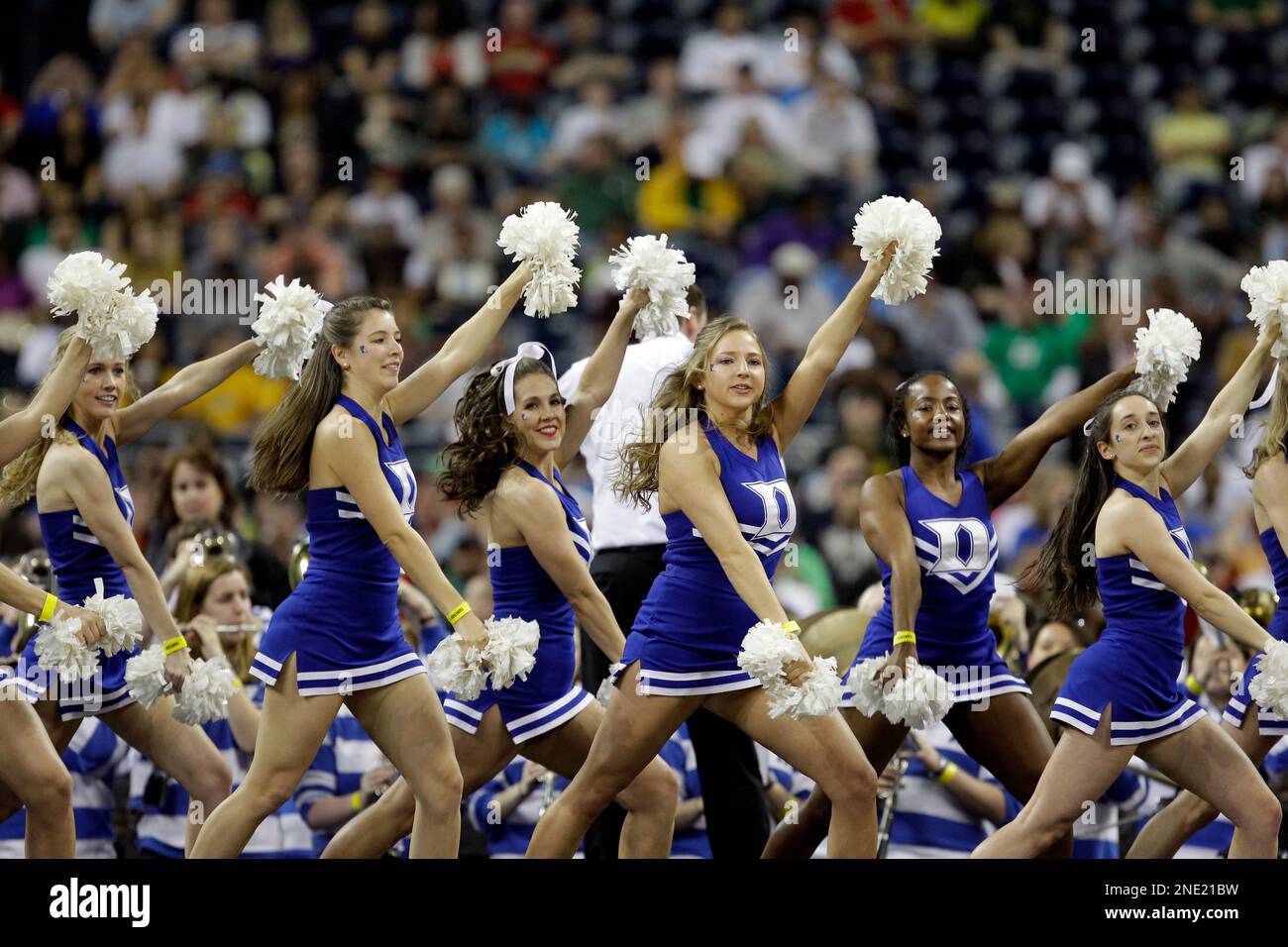 Duke cheerleaders perform during the first half of an NCAA South ...