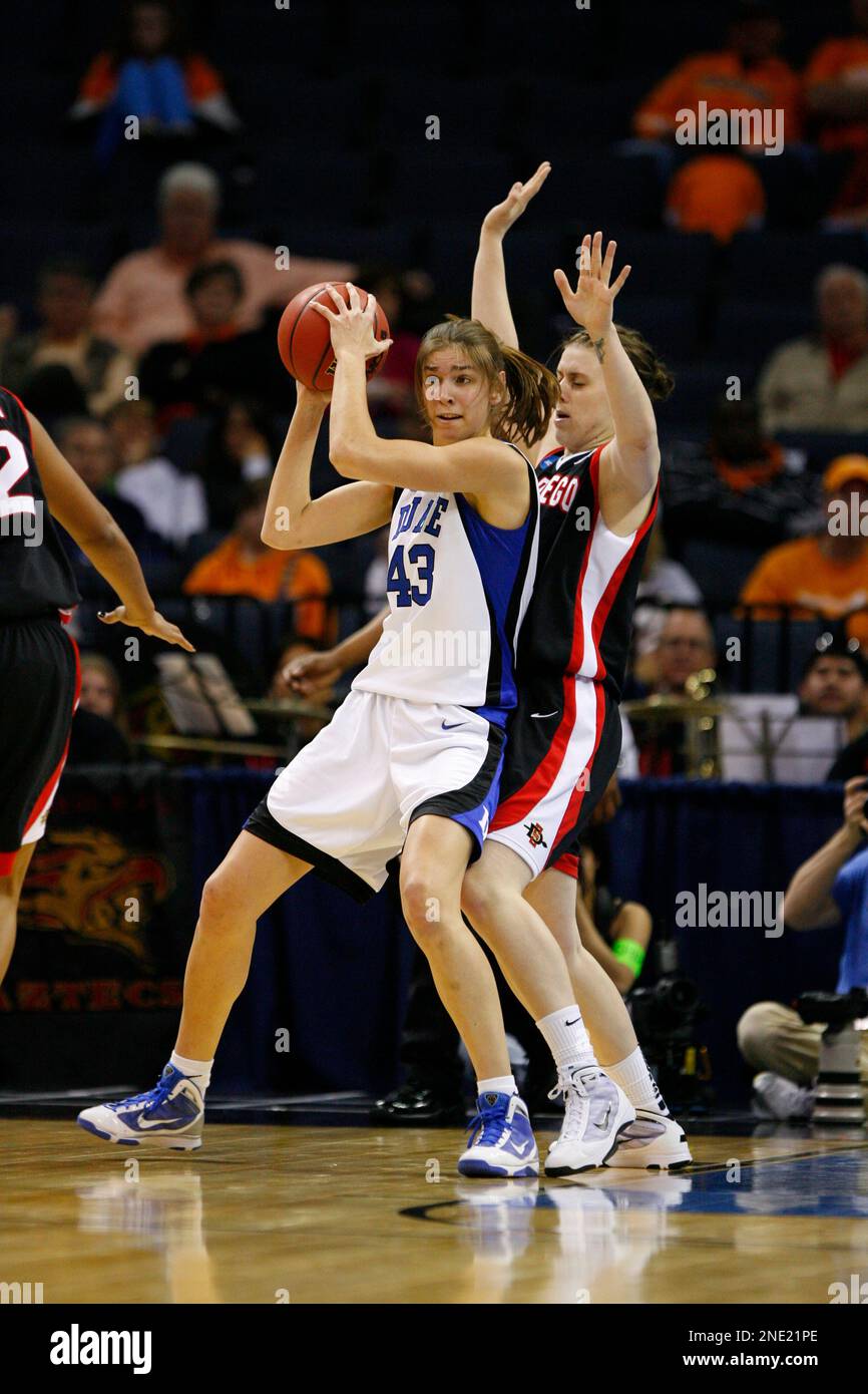 Duke center Allison Vernerey (43) plays against San Diego State in the ...