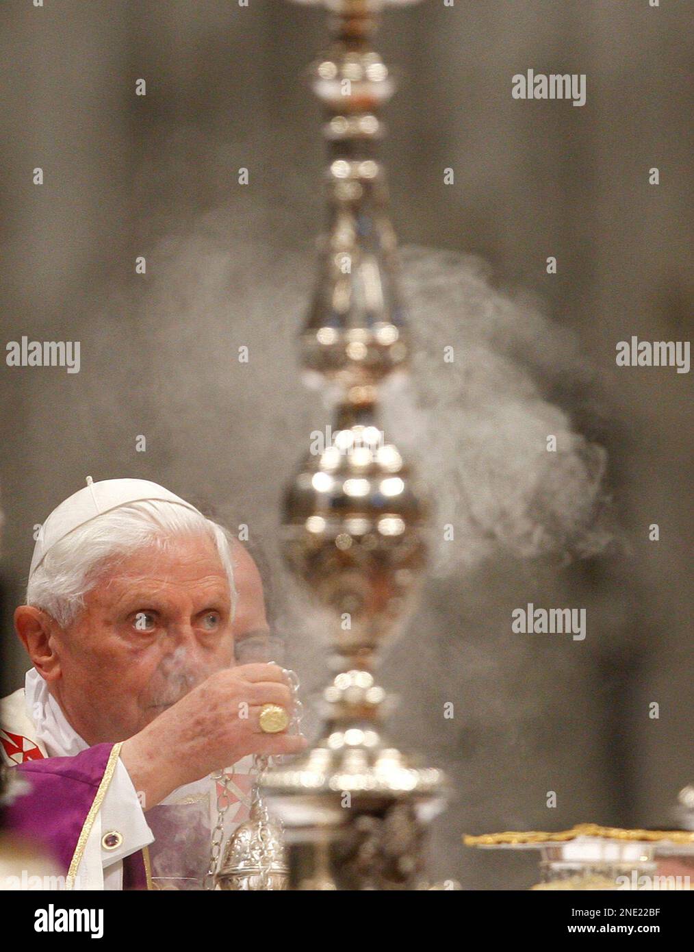 Pope Benedict XVI diffuses incense during a memorial Mass at St. Peter ...