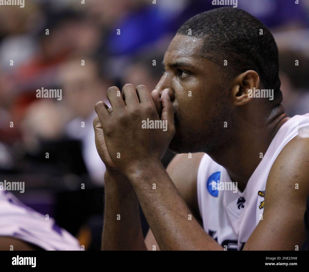 Kansas State's Kansas State's Chris Merriewether sits on the bench ...