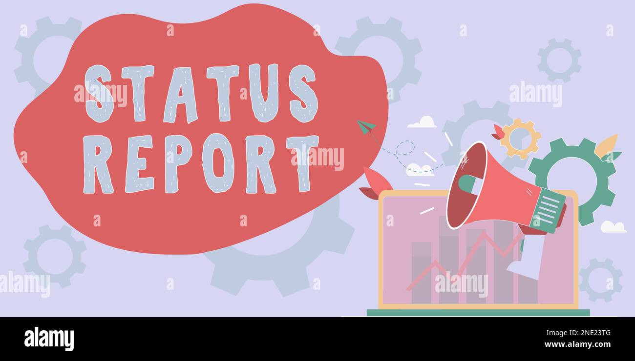 Sign displaying Status Report. Business concept Update Summary of ...