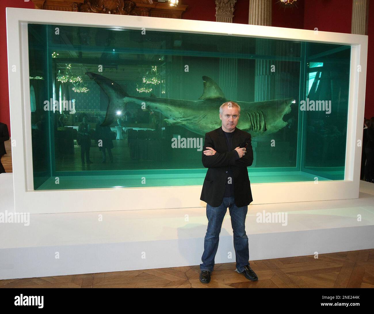 British artist Damien Hirst poses in front of his work of art, "the ...