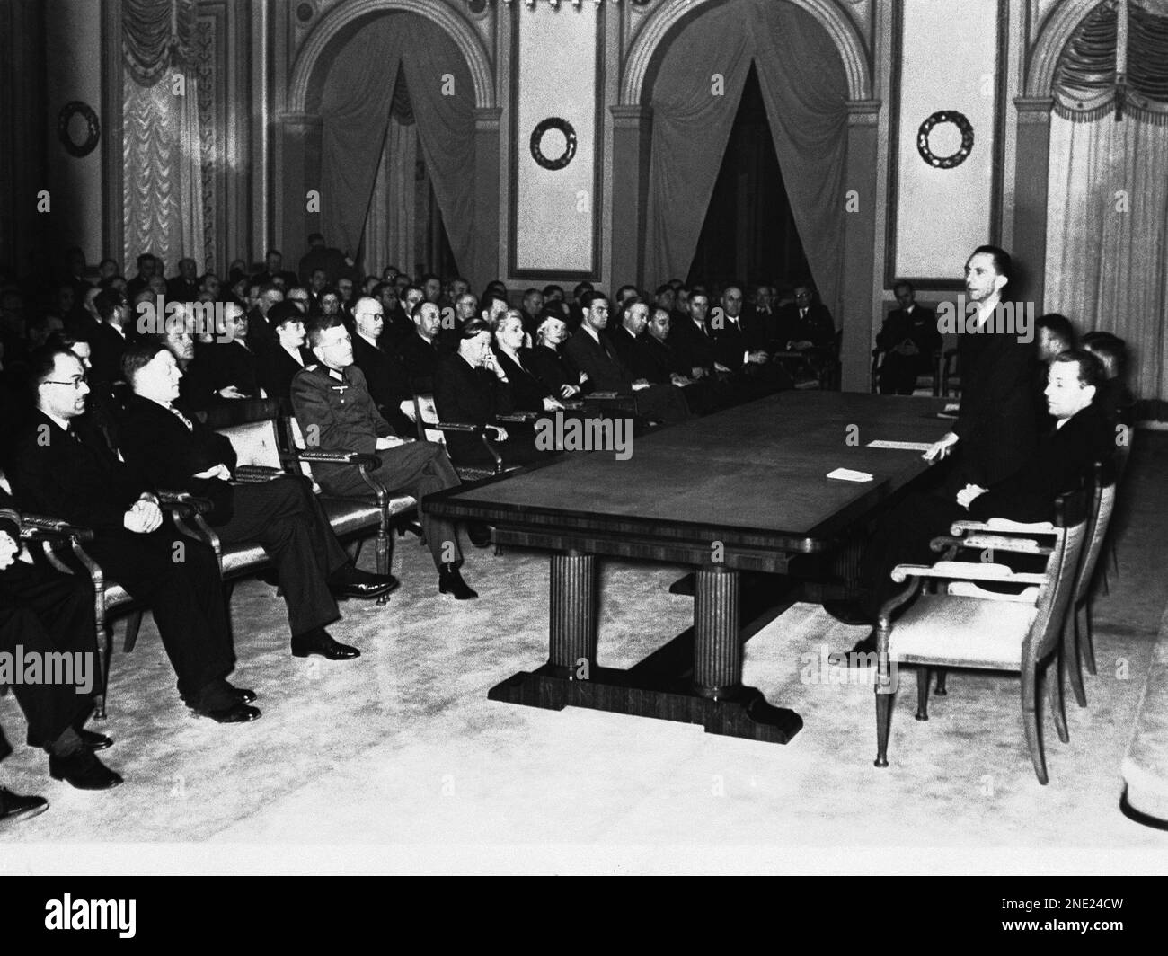 German Minister of Propaganda Dr. Joseph Goebbels, standing right ...