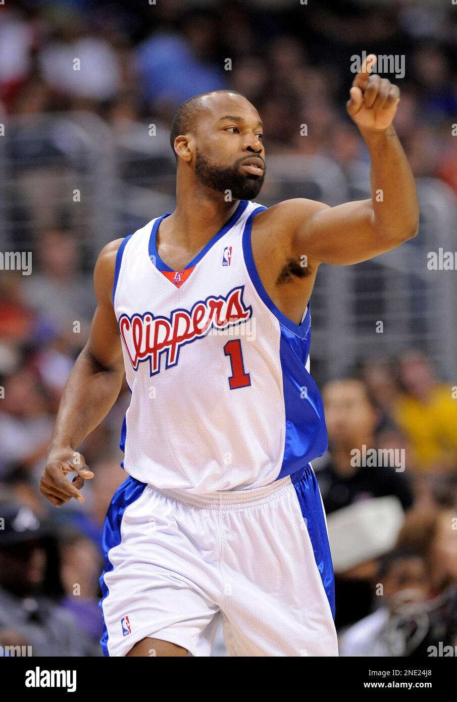 Los Angeles Clippers guard Baron Davis gestures during the first half ...