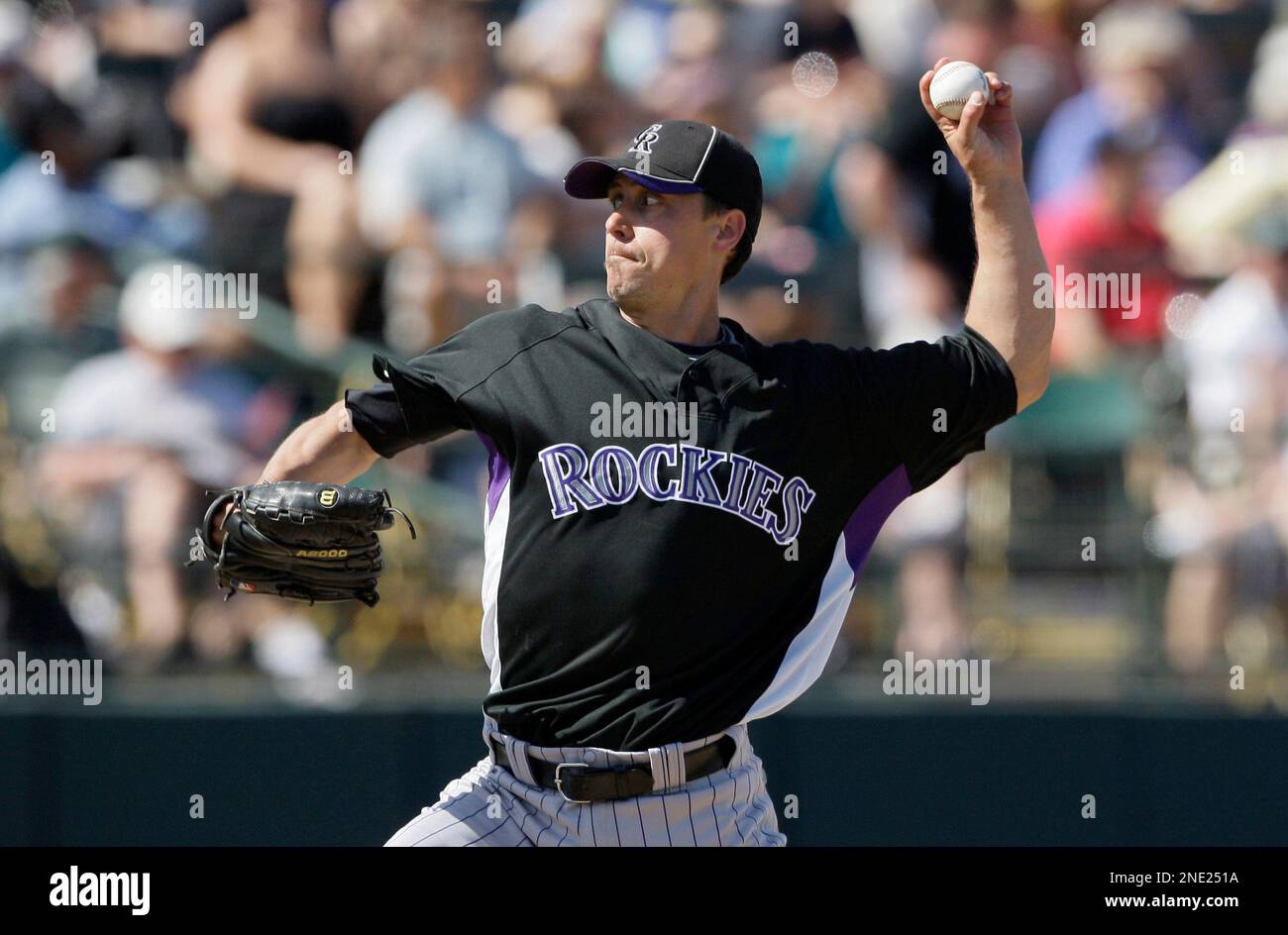 Colorado Rockies' Randy Flores against the Oakland Athletics in a ...
