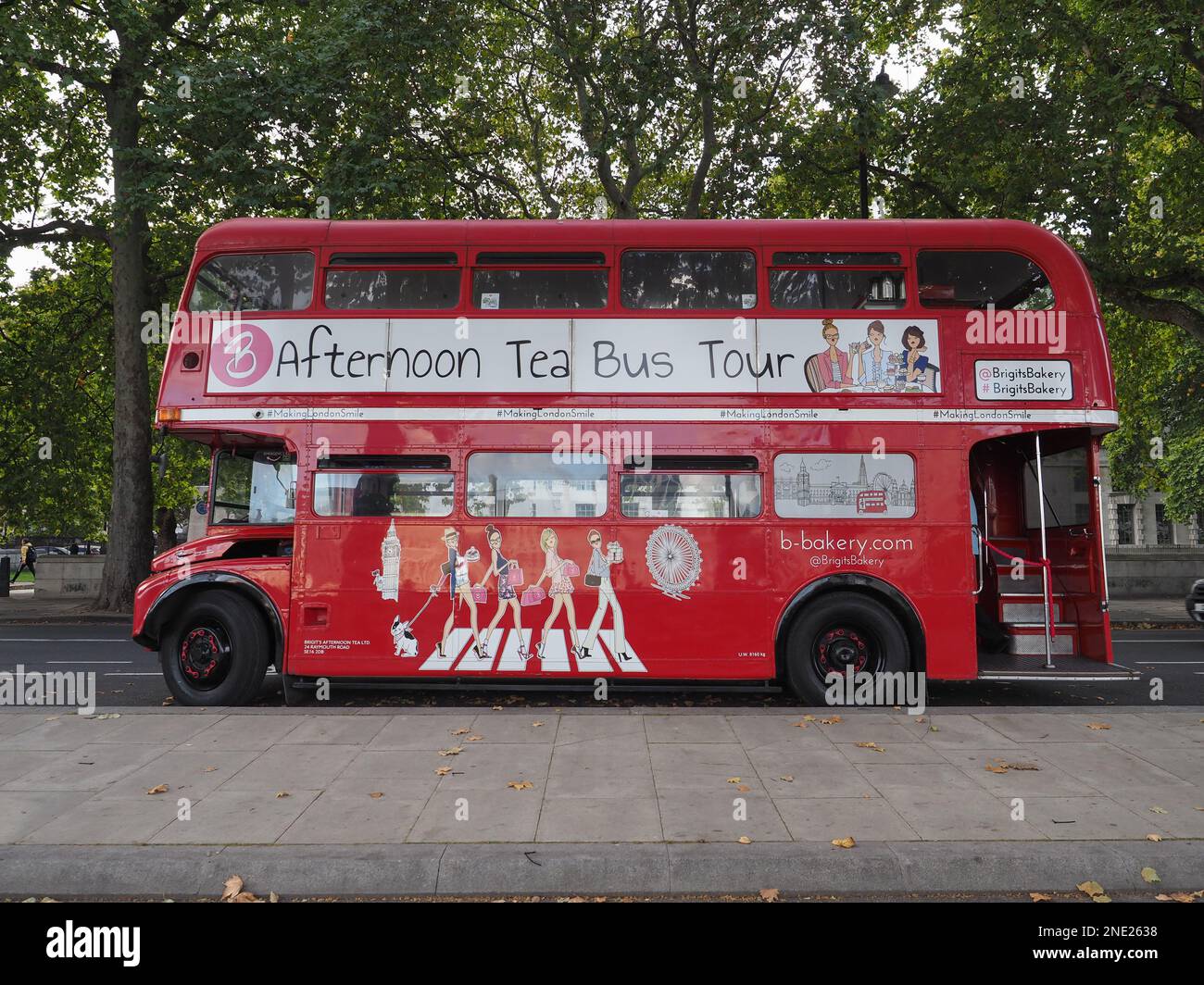LONDON, UK - CIRCA OCTOBER 2022: Brigits Bakery afternoon tea bus tour ...