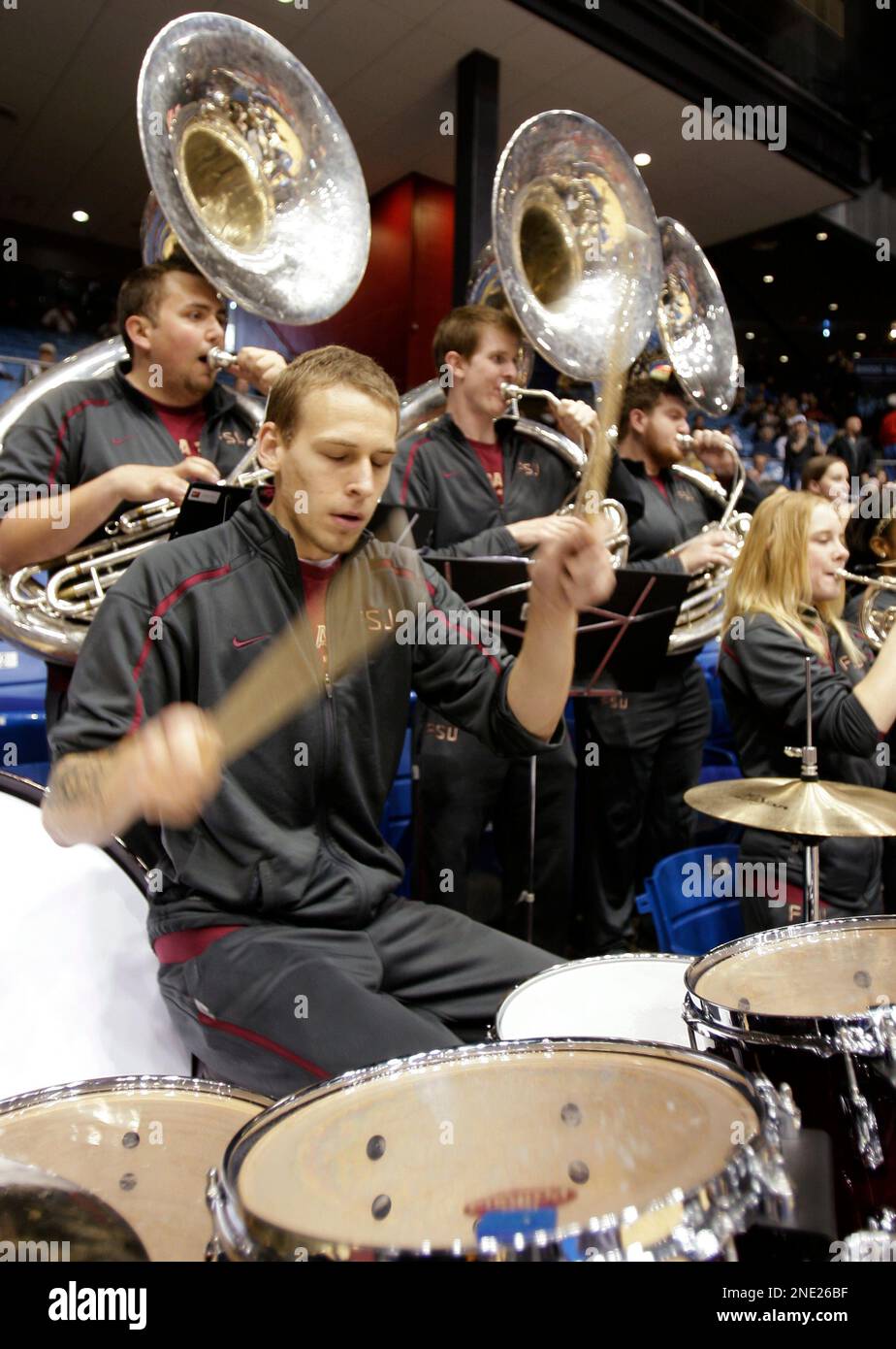 Logan Firth rocks out with the Florida State band before an NCAA Dayton ...