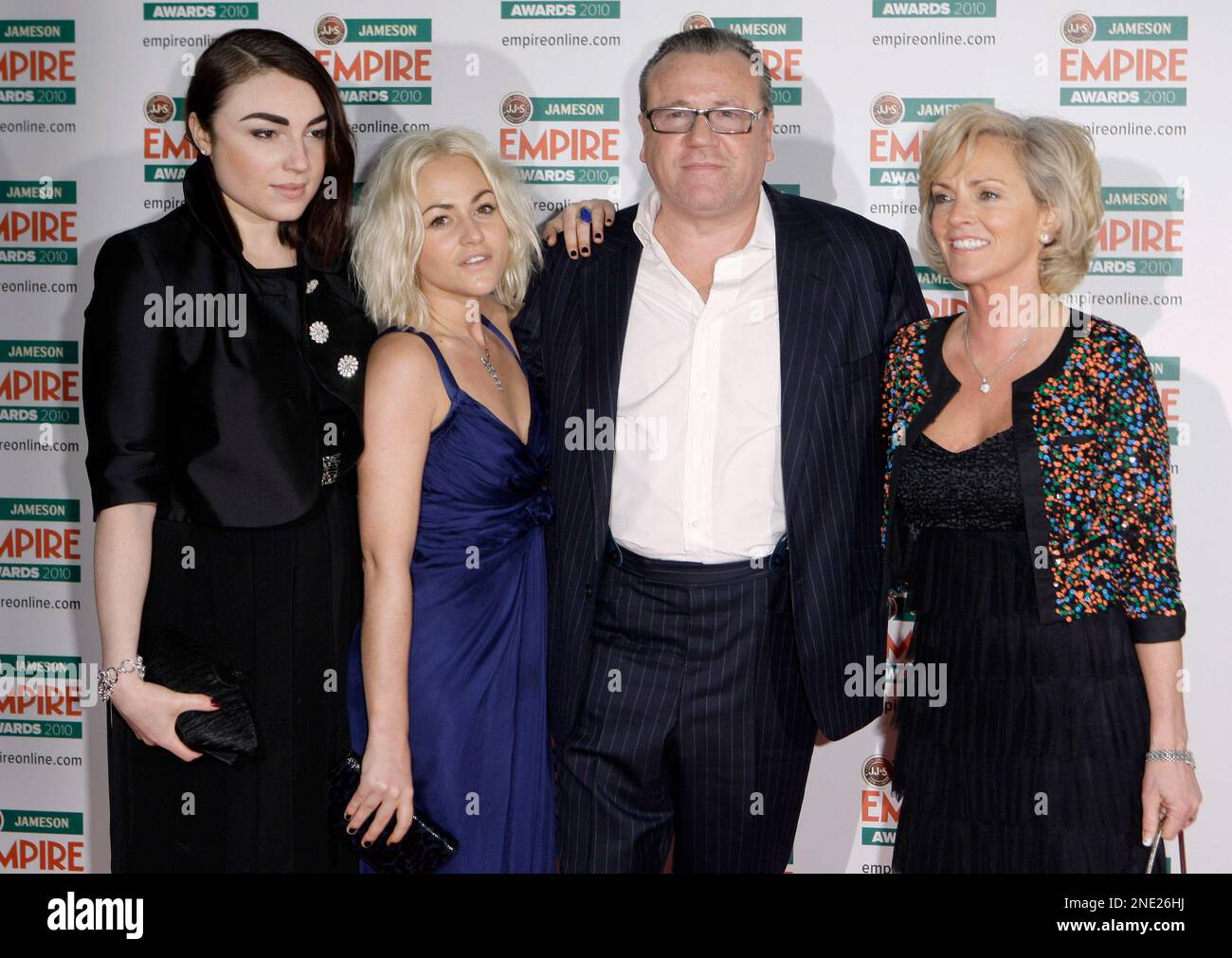 British actor Ray Winstone, center, arrives with his family for the ...