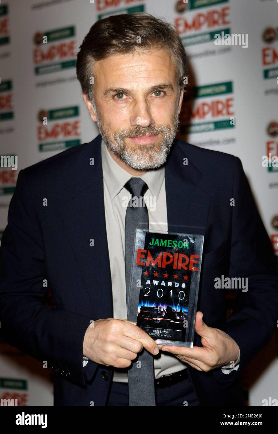 German actor Christoph Waltz poses with the Best Actor award at the ...