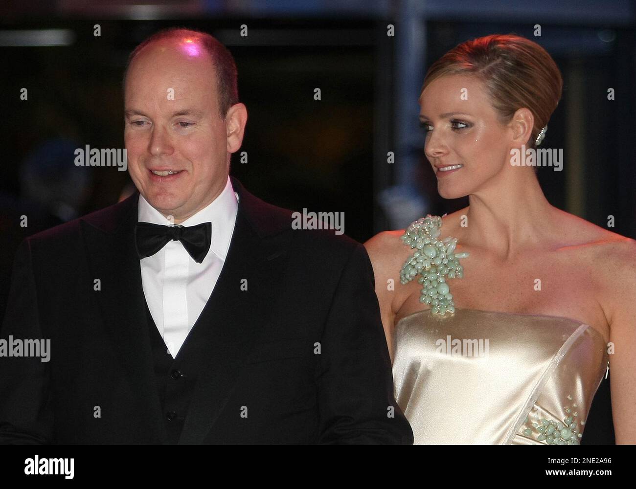 Prince Albert II of Monaco and his friend Charlene Wittstock arrive at ...